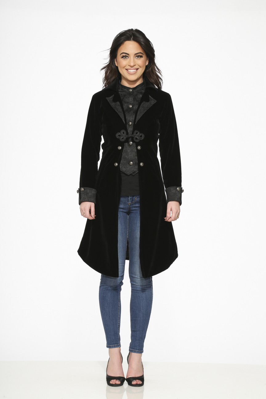 34040 Black Velvet Coat - Orchid Bloom